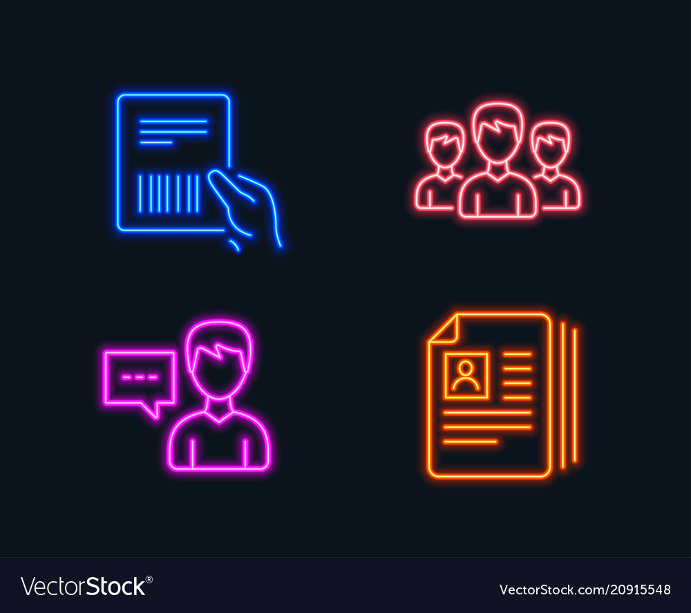 Person talk group and parcel invoice icons cv Vector Image Person talk group and parcel invoice icons cv Vector Image