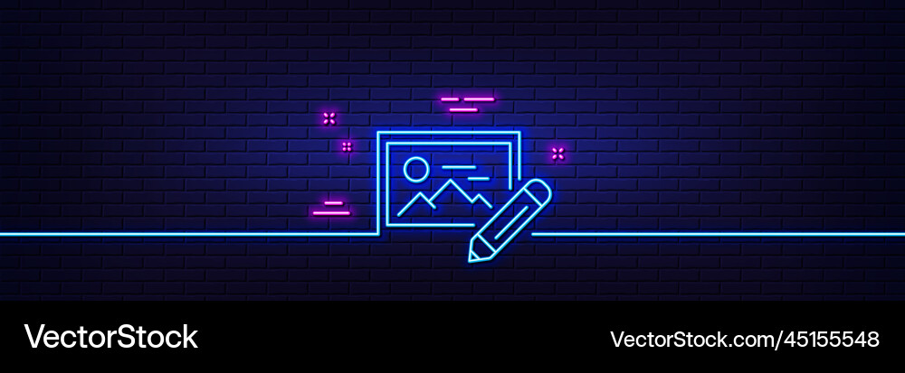 Photo edit line icon image thumbnail with pencil Vector Image