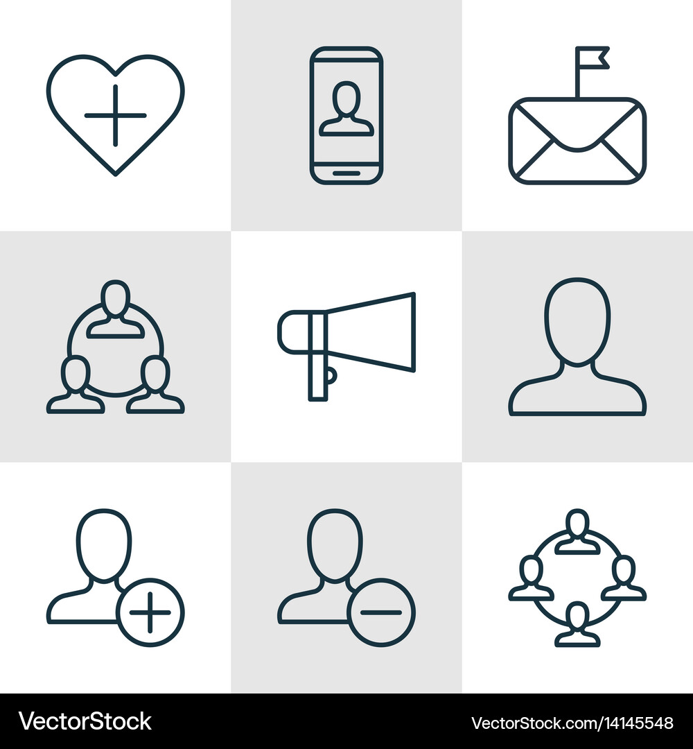Set of 9 communication icons includes significant Vector Image