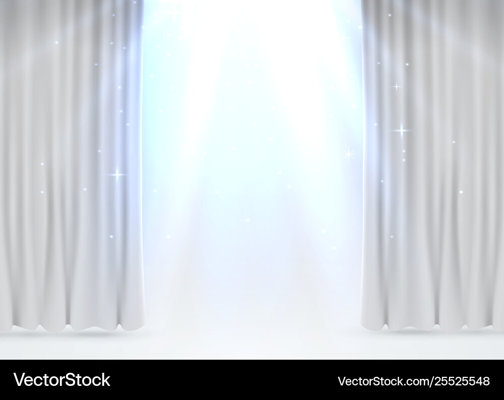 White velvet curtains isolated on background Vector Image