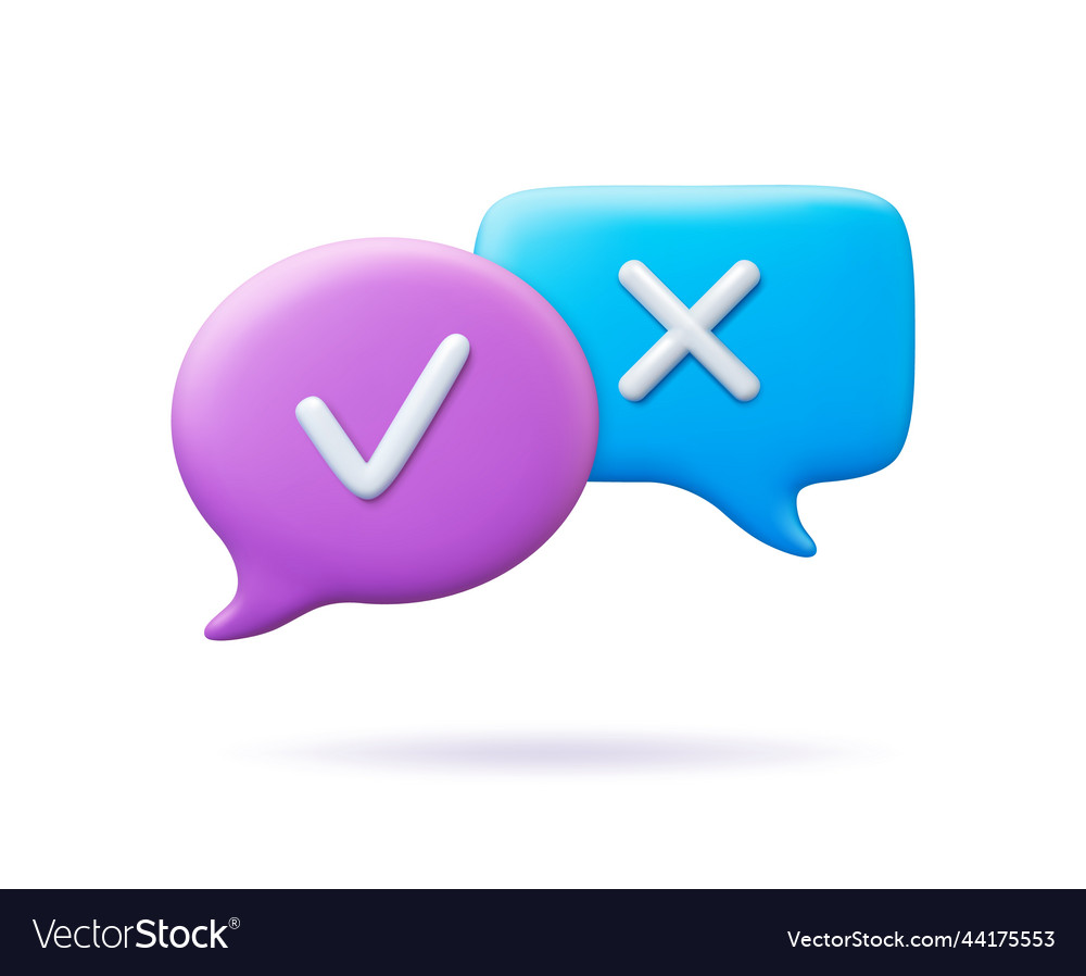 3d speech bubbles with marks business checking Vector Image