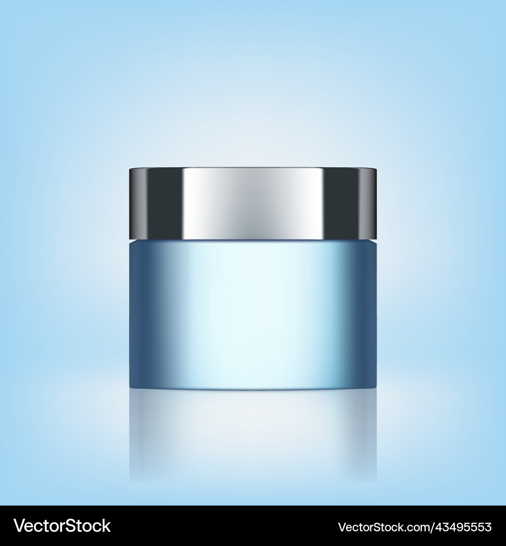 Blue cosmetic cream jar package isolated on white Vector Image