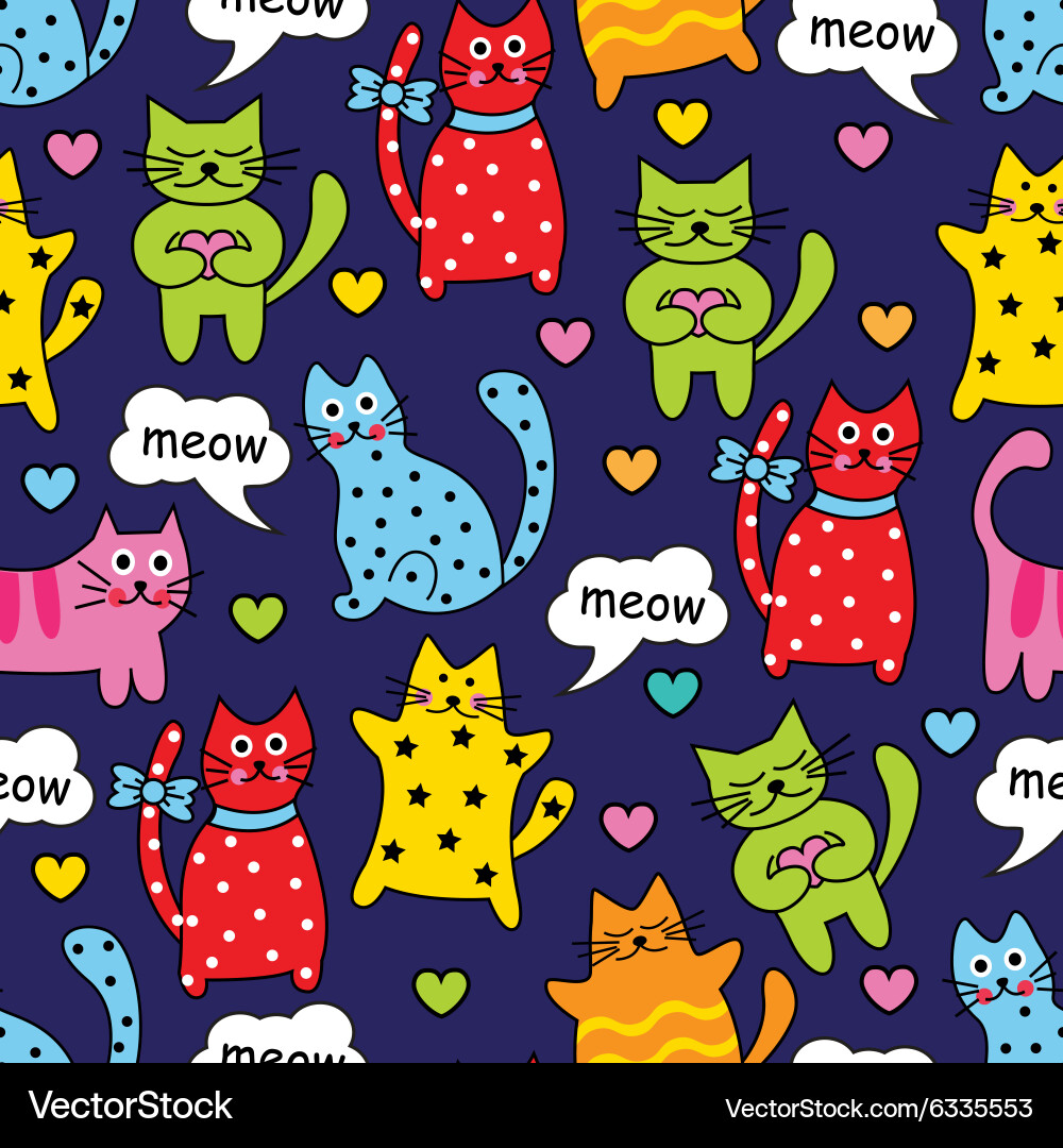 Cartoon seamless colorful cats Royalty Free Vector Image