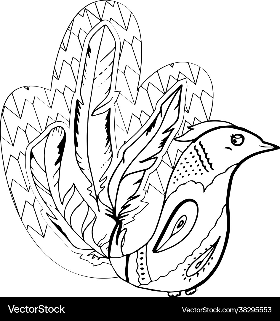 Contour linear with bird for coloring book cute Vector Image