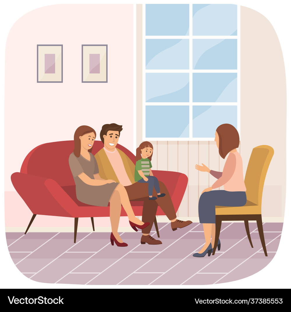 Conversation between family and female Royalty Free Vector
