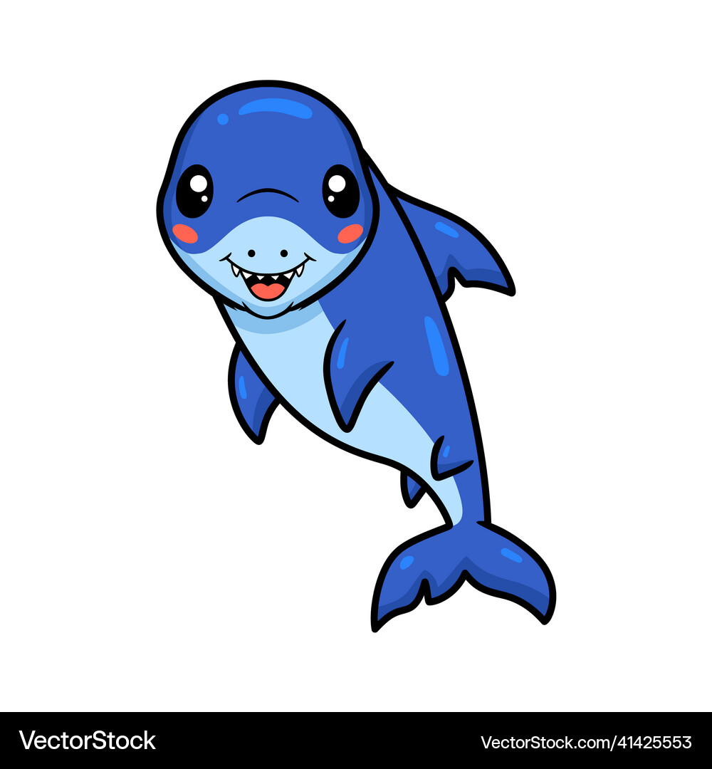 Cute little shark cartoon posing Royalty Free Vector Image
