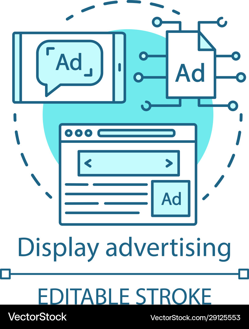 Display advertising blue concept icon online Vector Image