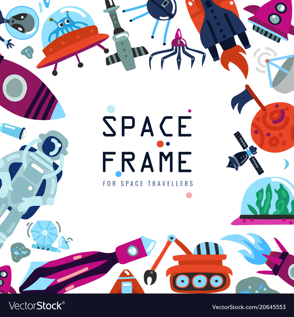 Flat space frame Royalty Free Vector Image - VectorStock