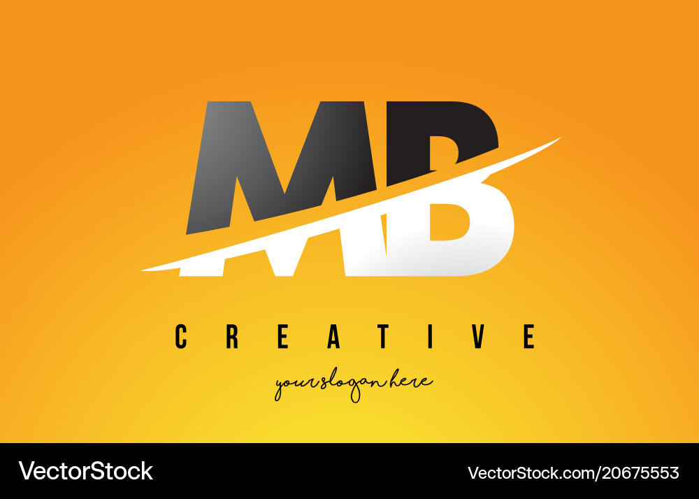 Mb m b letter modern logo design with yellow Vector Image