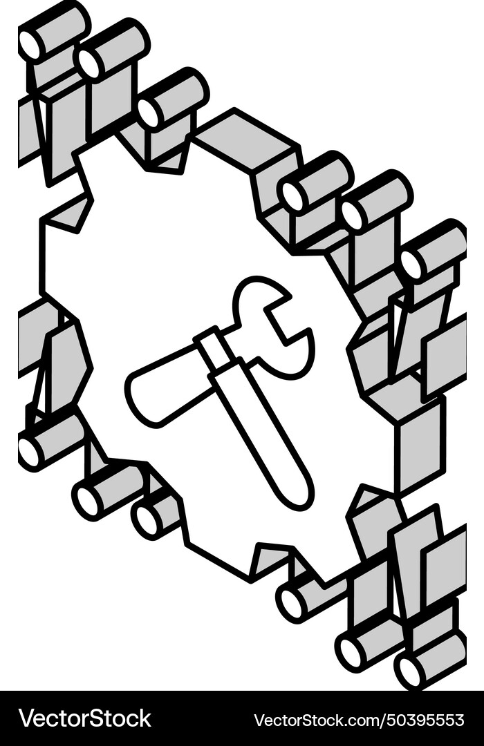 Meachanical fix incident isometric icon Royalty Free Vector