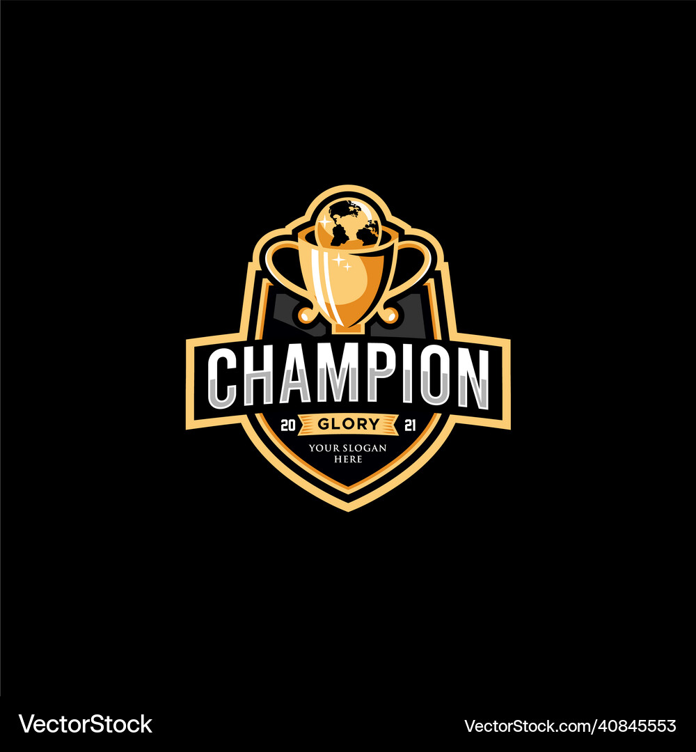 Modern colorful champion globe trophy logo design Vector Image