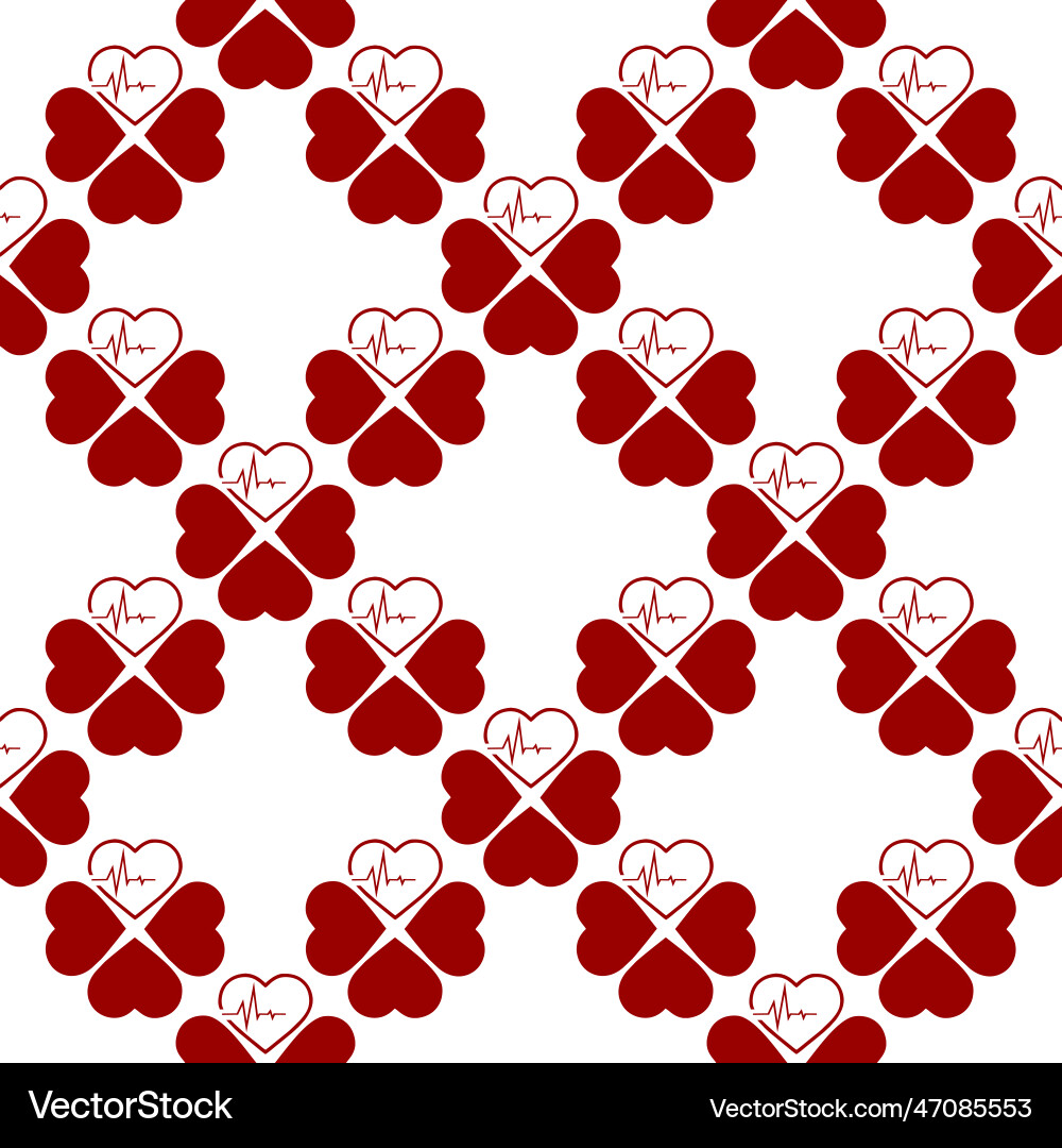 Simple seamless pattern of red hearts on a white Vector Image