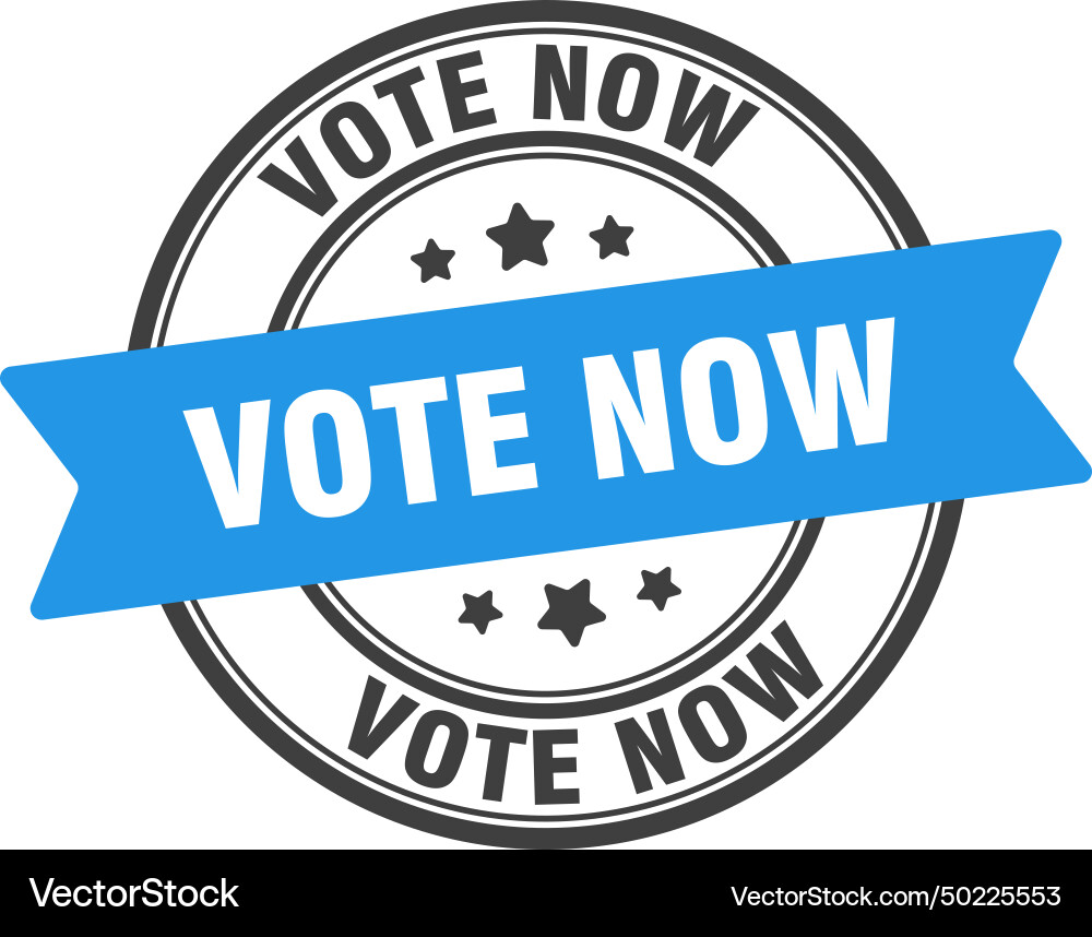 Vote now stamp label on transparent Royalty Free Vector