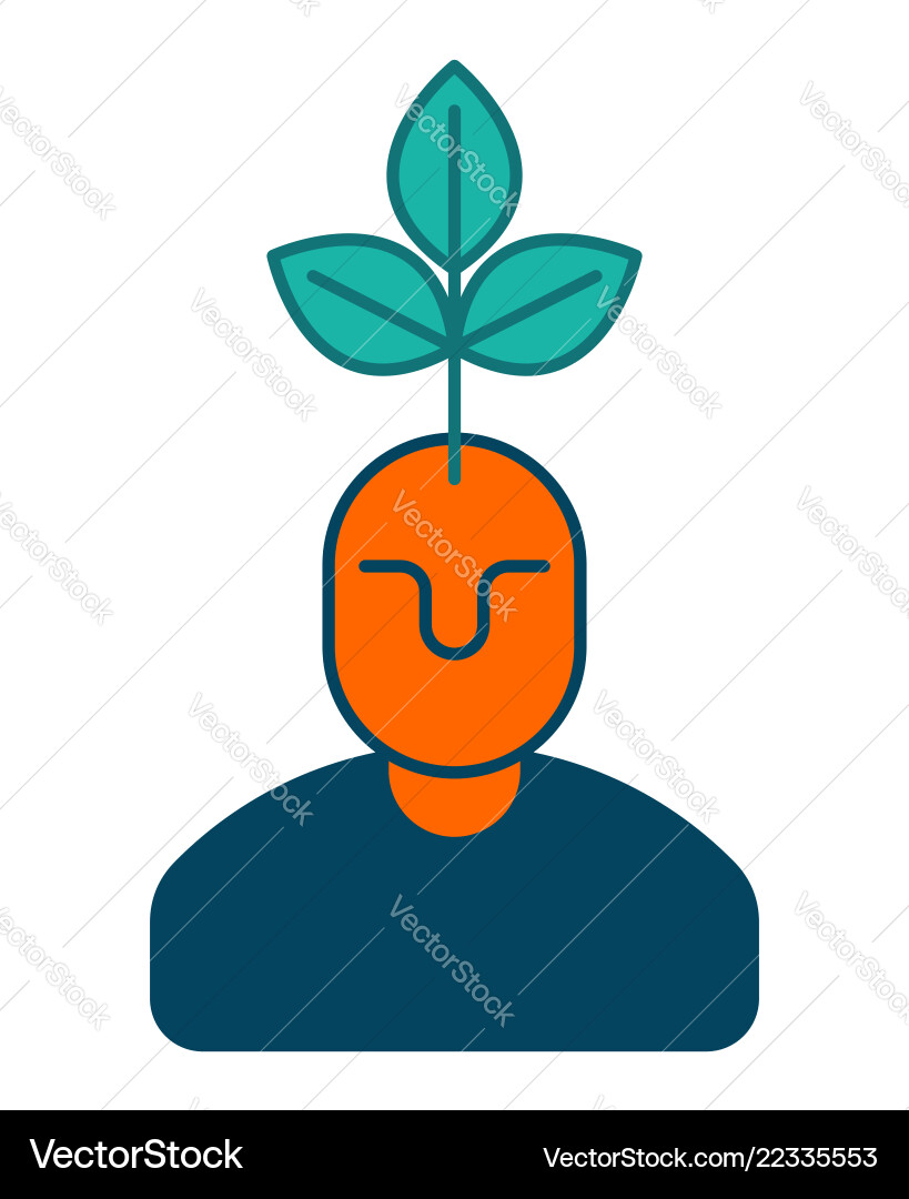 Young business manager icon plant grows from head Vector Image