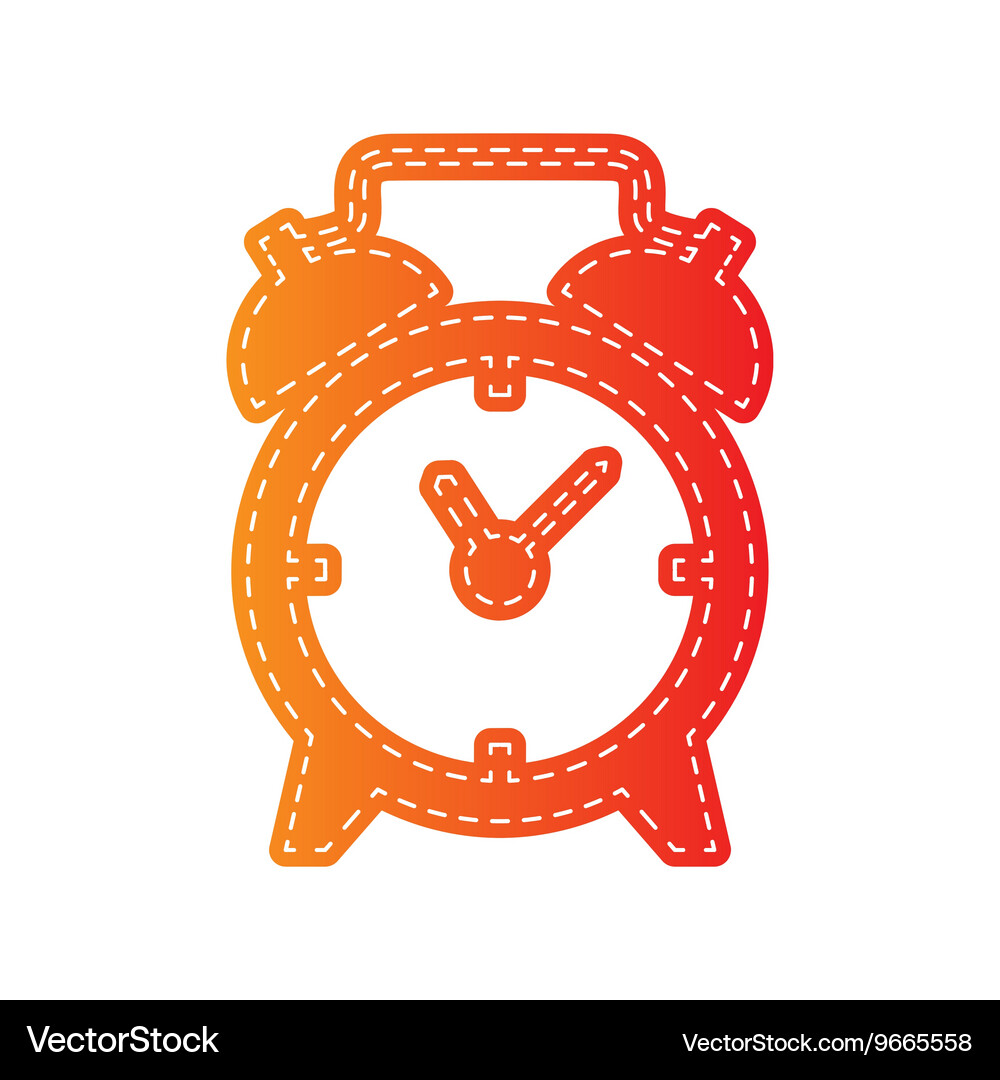 Alarm clock sign orange applique isolated Vector Image
