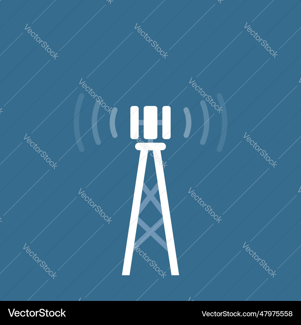 Antenna tower wireless signal icon flat minimal Vector Image