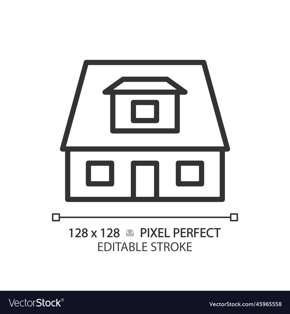Bungalow pixel perfect linear icon Royalty Free Vector Image Bungalow pixel perfect linear icon Royalty Free Vector Image