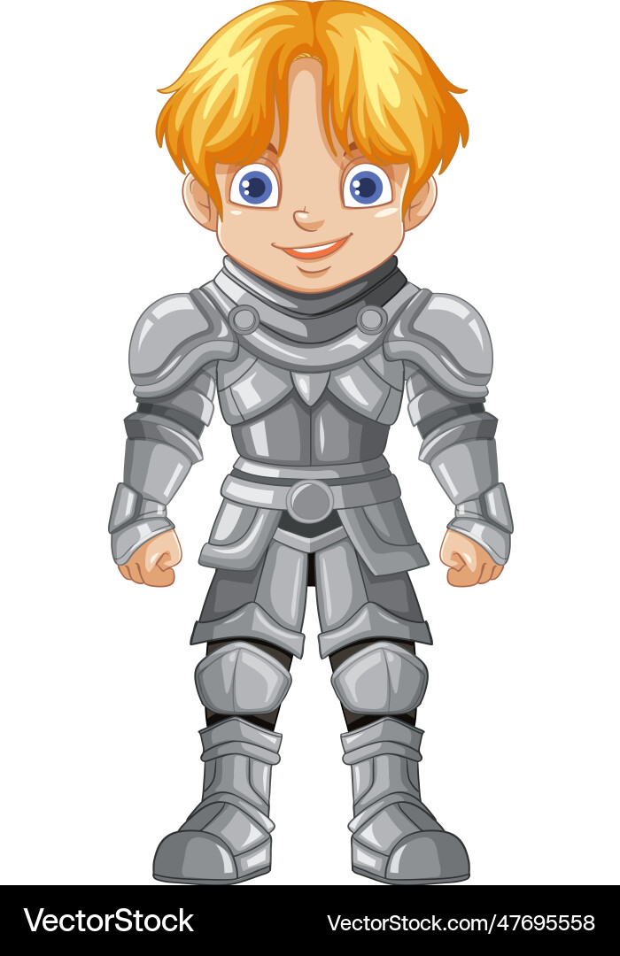 Cartoon knight boy character Royalty Free Vector Image