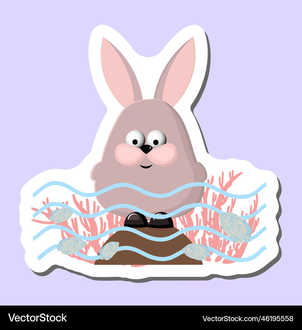 Cheerful funny rabbit on the beach bunny Vector Image
