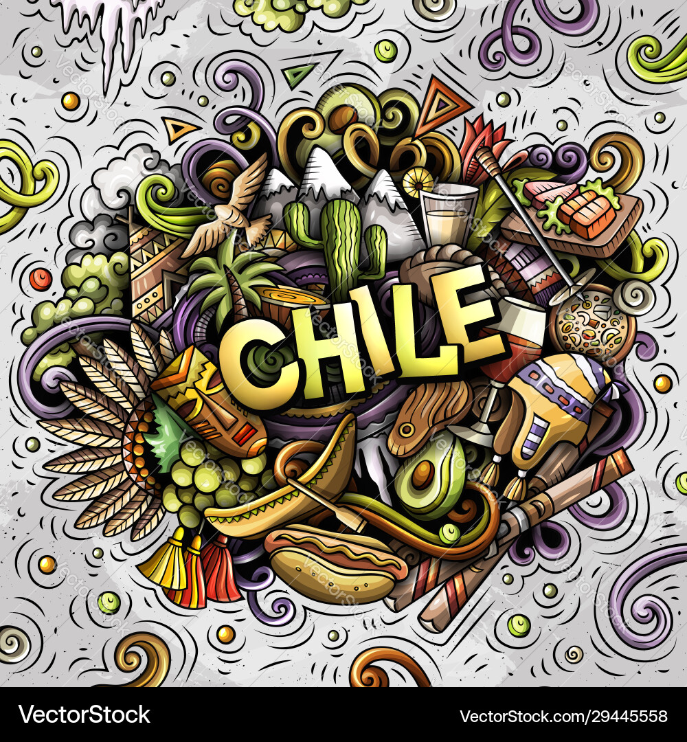 Chile hand drawn cartoon doodles Royalty Free Vector Image