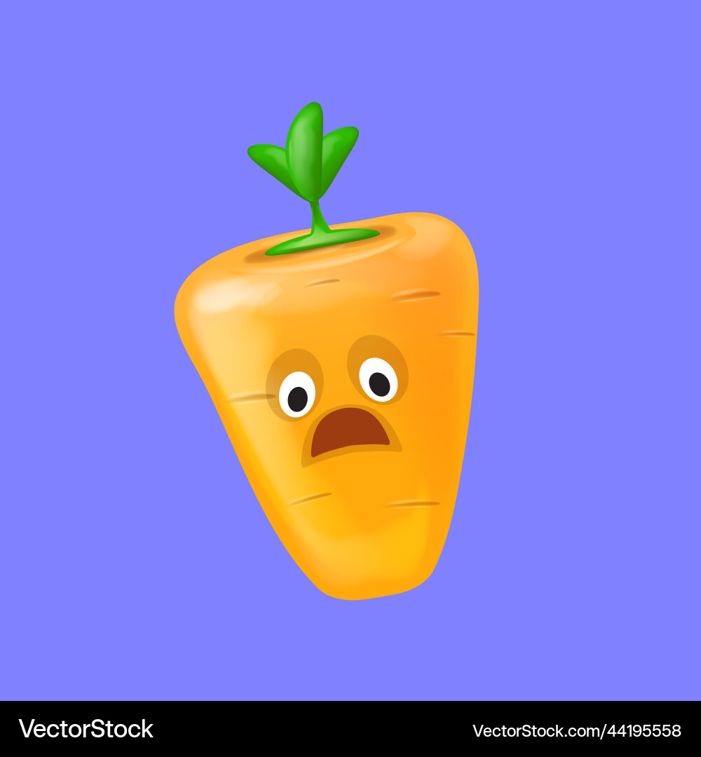 Cute smiling carrot isolated on violet background Vector Image