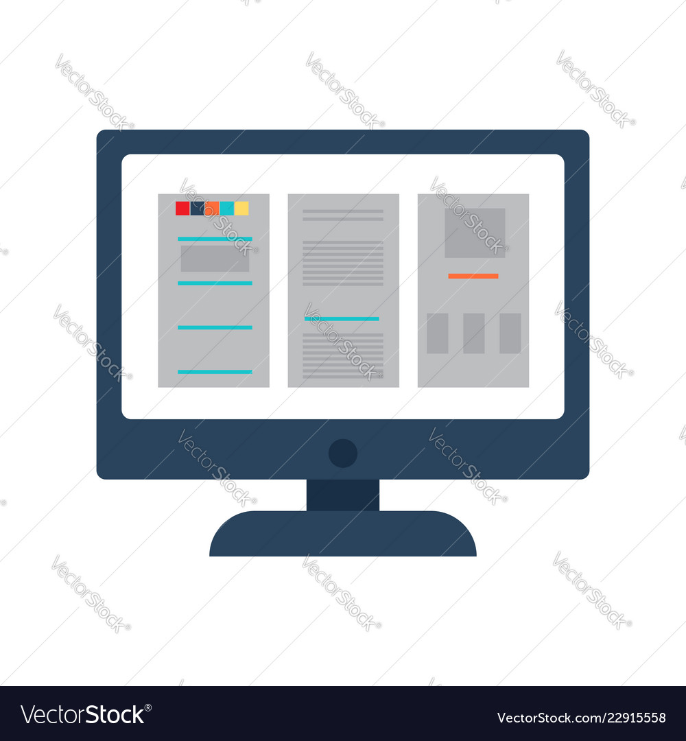 Desktop computer screen with doccuments Royalty Free Vector