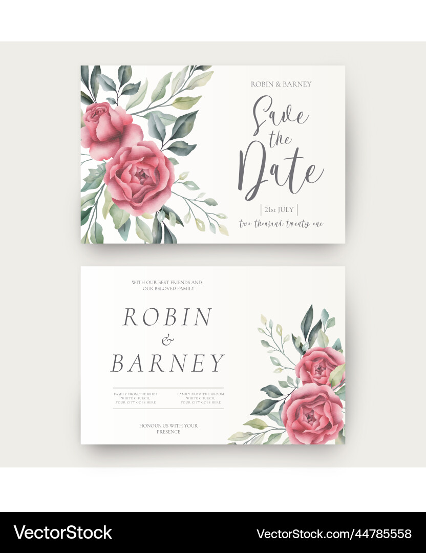 Floral wedding invitation horizontal templates Vector Image