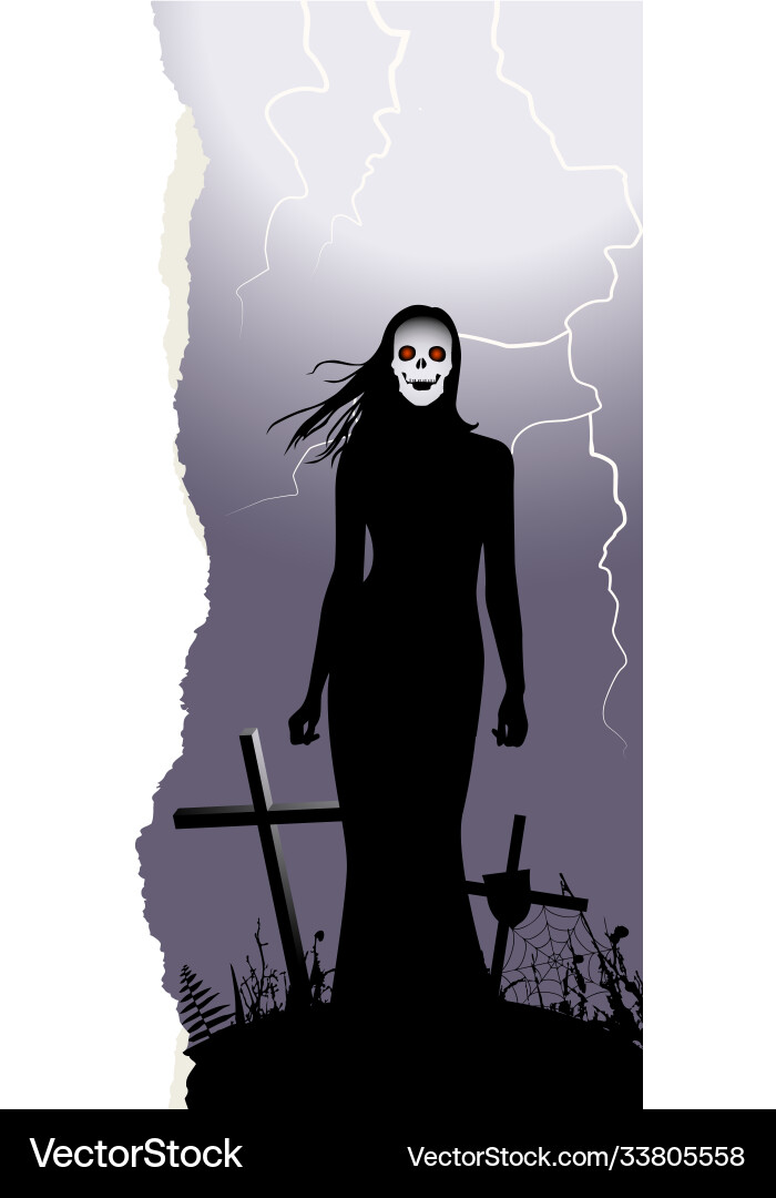 Halloween background with woman ghost Royalty Free Vector