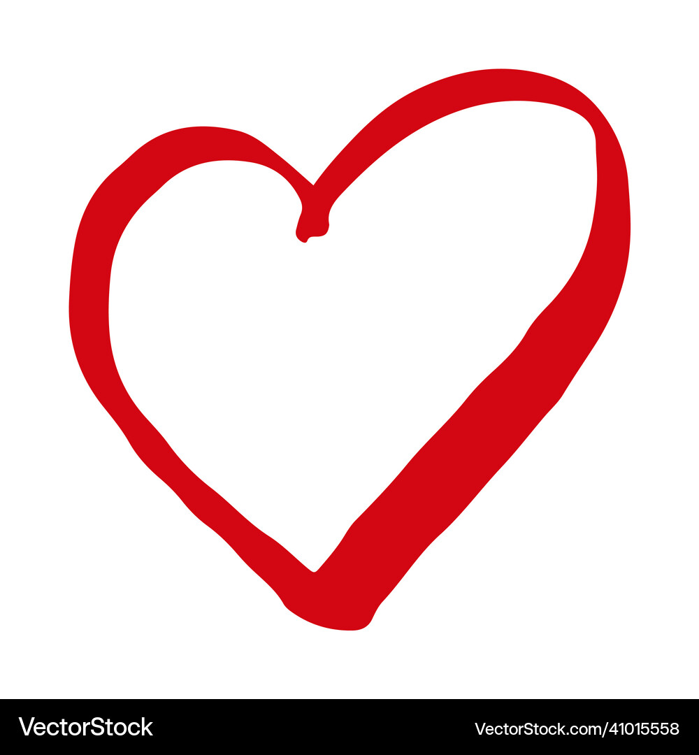 Hand drawn valentines red heart isolated on white Vector Image