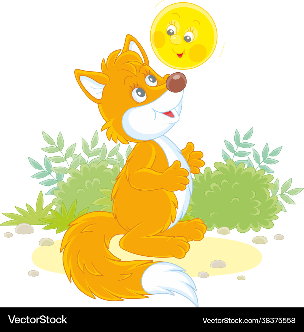 Happy round loaf and a cunning red fox Royalty Free Vector