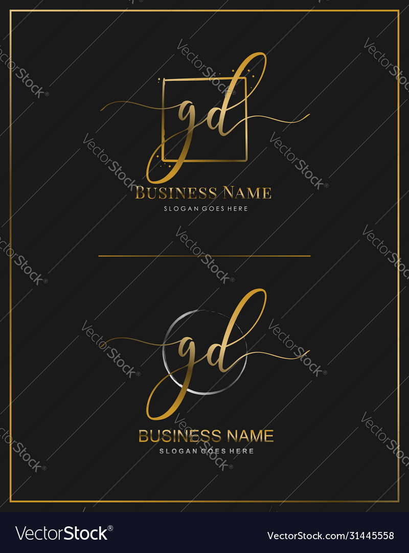 Initial g d gd handwriting logo letter Royalty Free Vector