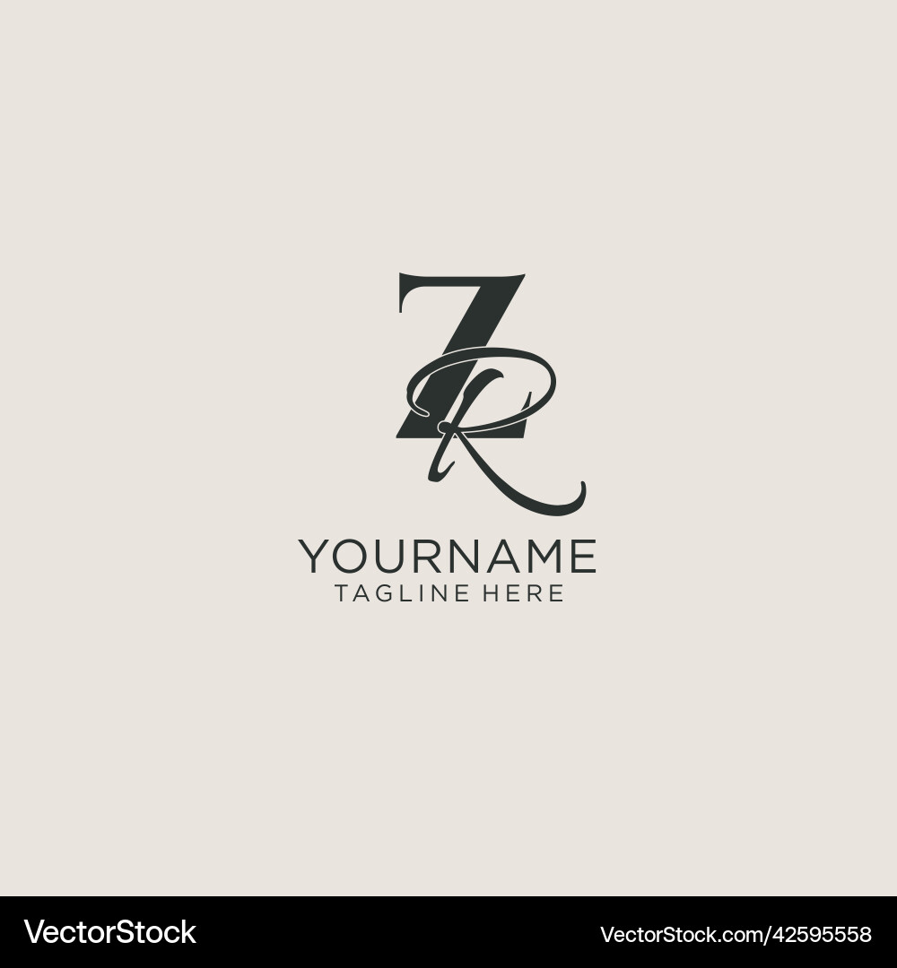 Initials zr letter monogram with elegant luxury Vector Image
