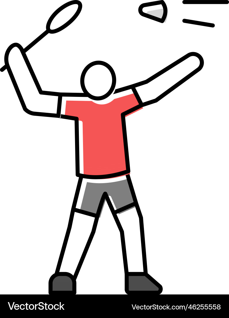 Player badminton color icon Royalty Free Vector Image