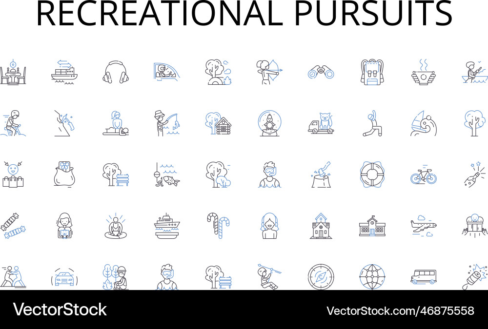 Recreational pursuits line icons collection Vector Image