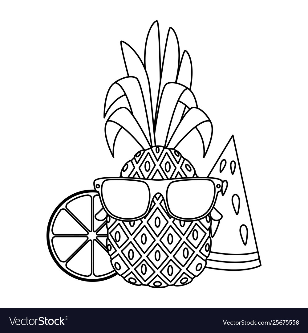 Summer pineapple with sunglasses character Vector Image