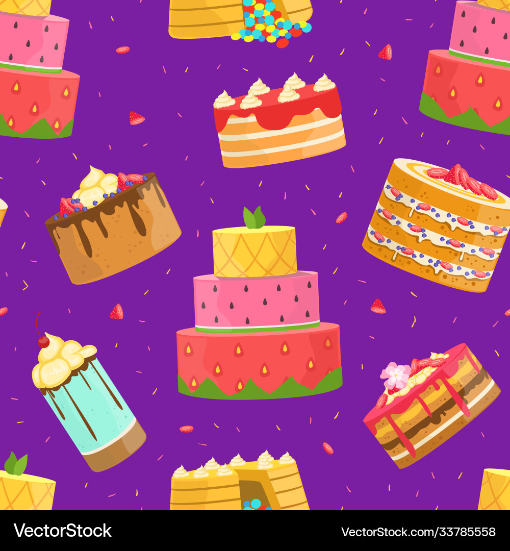 Sweet desserts seamless pattern birthday party Vector Image