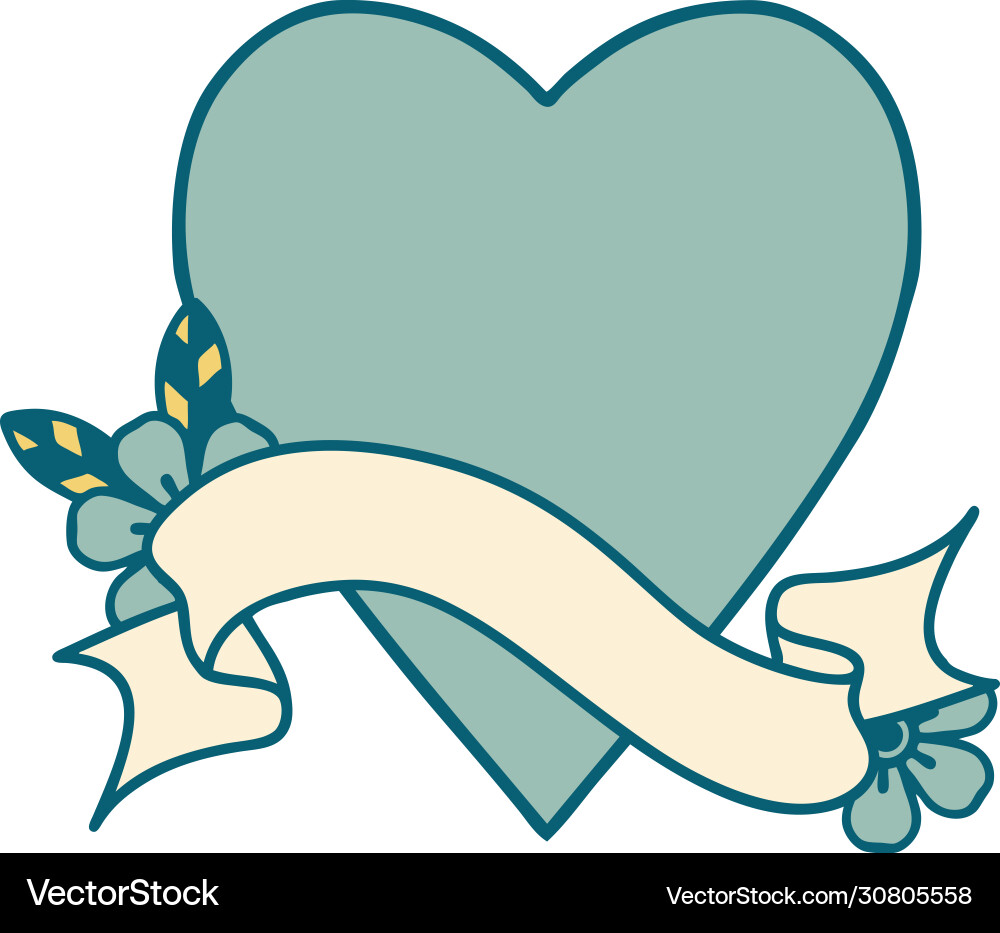 Tattoo with banner a heart Royalty Free Vector Image
