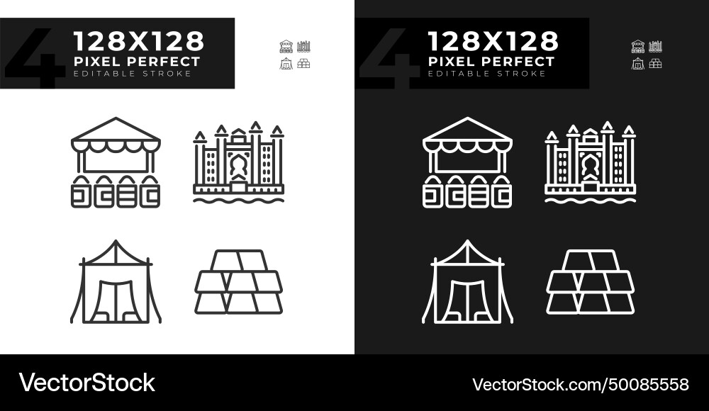 Uae wealth arabic heritage linear icons set for Vector Image