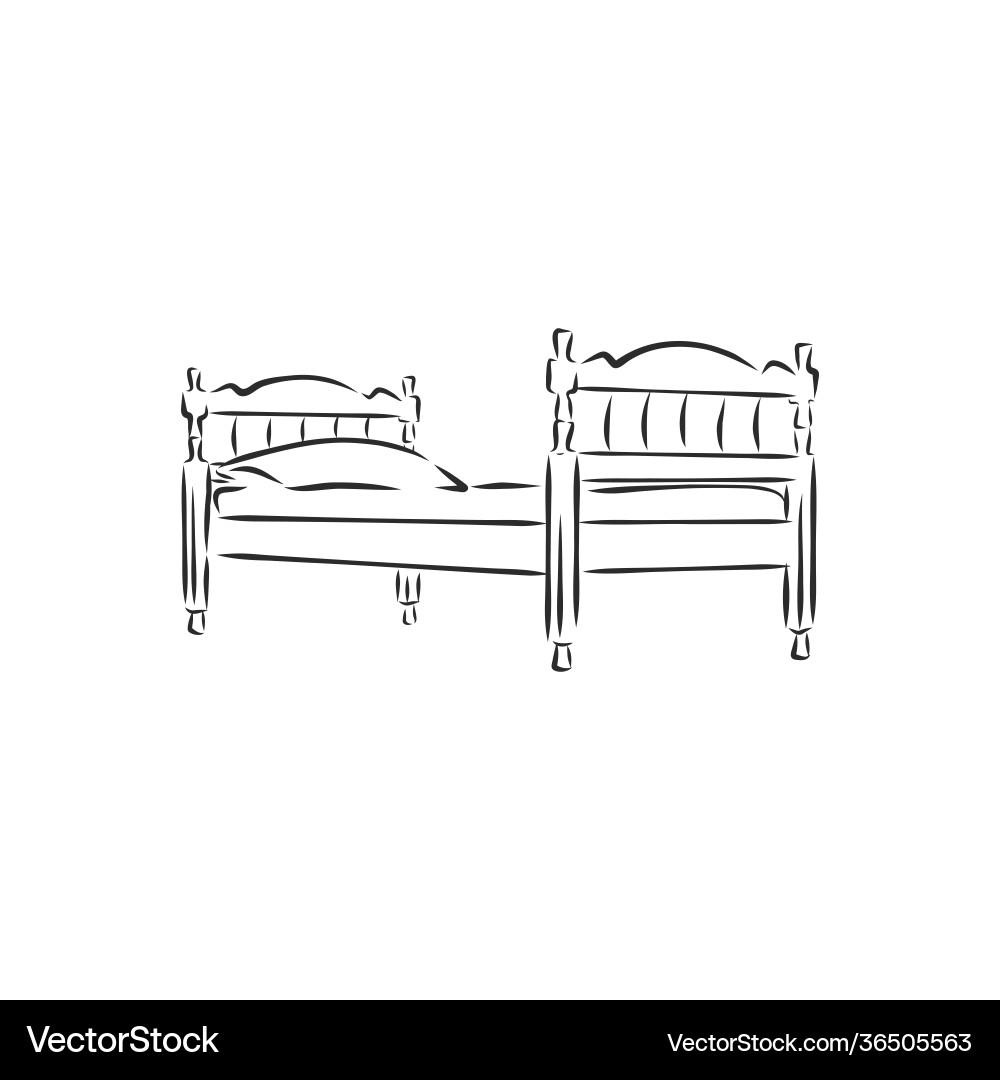 Black outline bed on white background bed sketch Vector Image