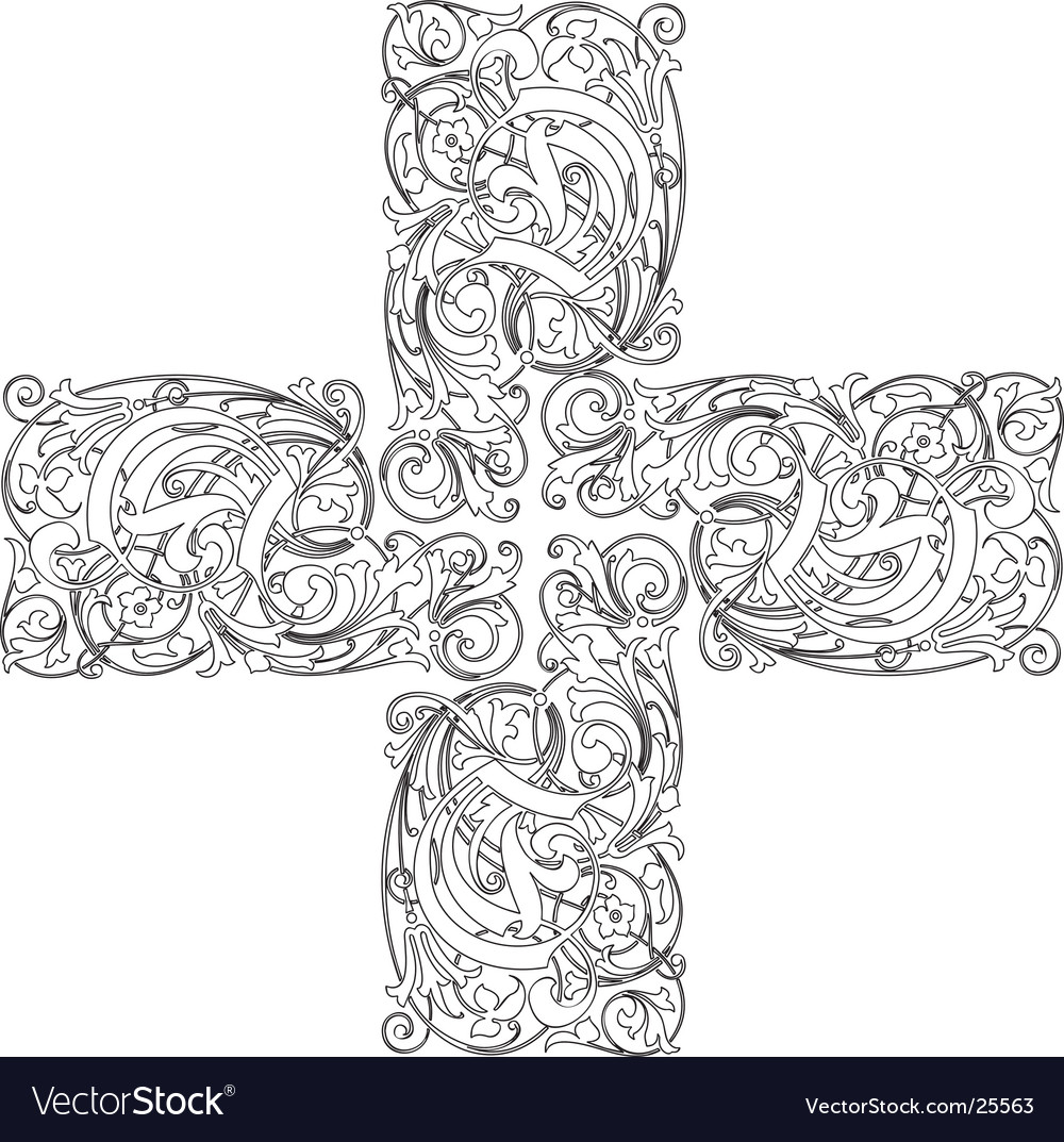 Calligraphy cross Royalty Free Vector Image - VectorStock