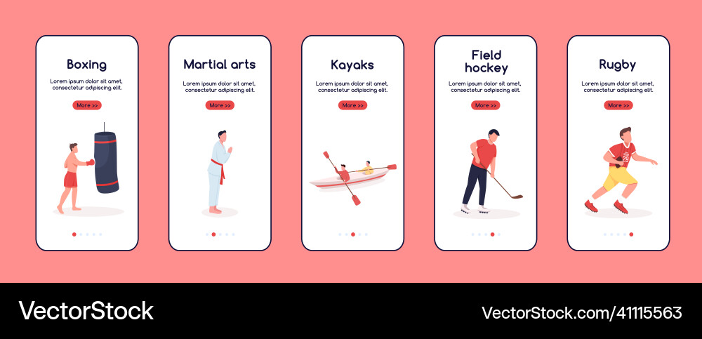 Characters in sport onboarding mobile app screen Vector Image