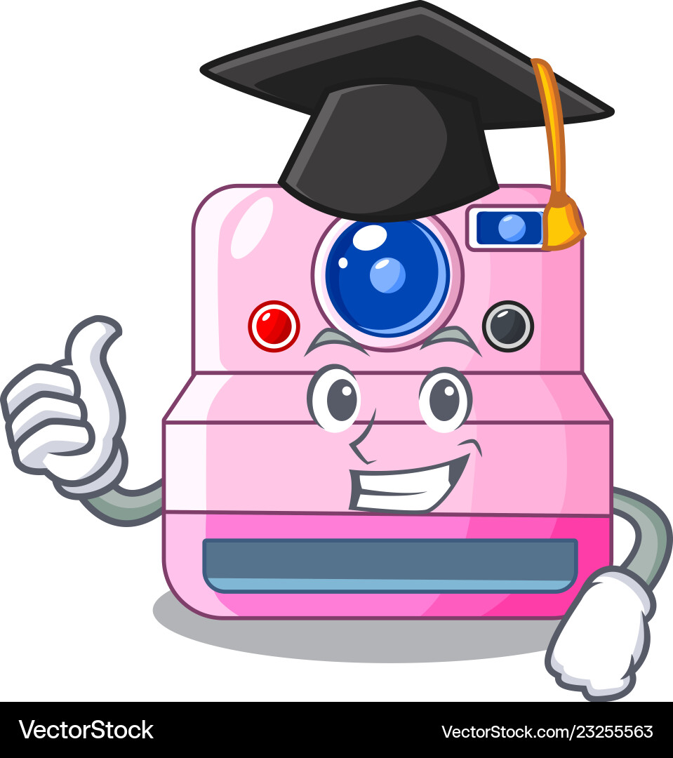 Graduation instant camera with revoke cartoon Vector Image