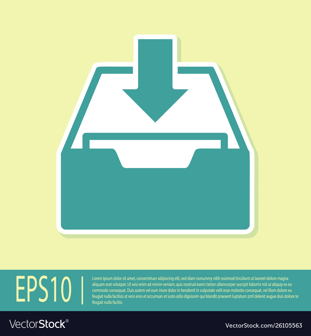 Green download inbox icon isolated on yellow Vector Image Green download inbox icon isolated on yellow Vector Image