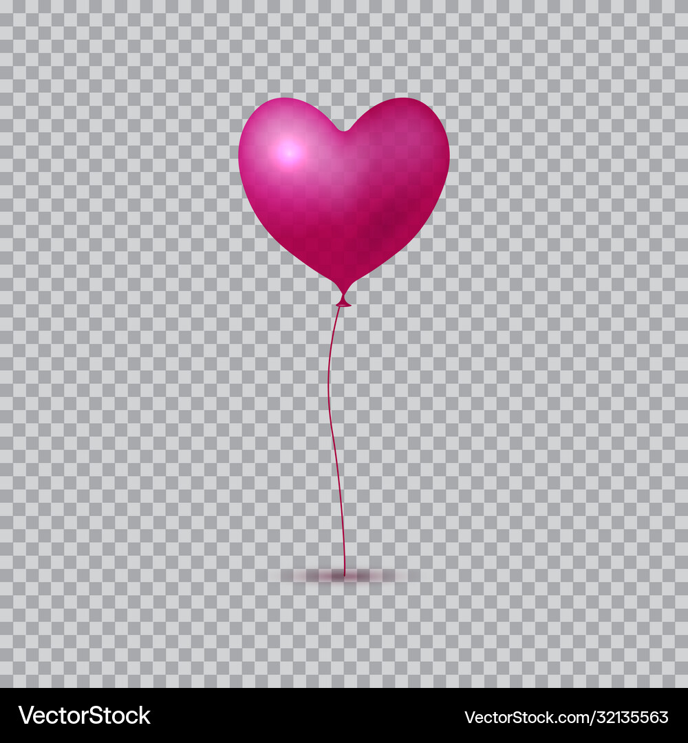 Realistic heart balloon on transparent background Vector Image
