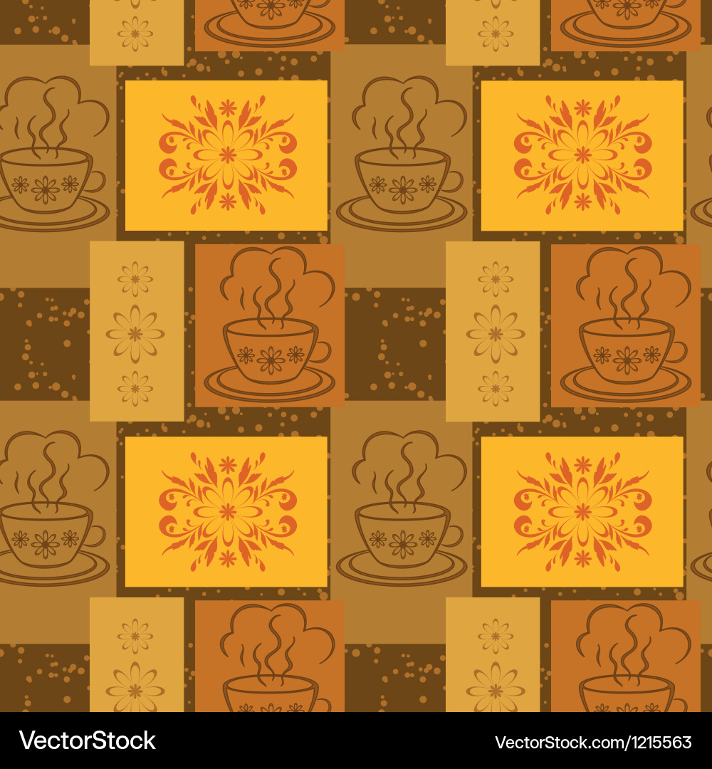 Seamless background cups and floral pattern Vector Image