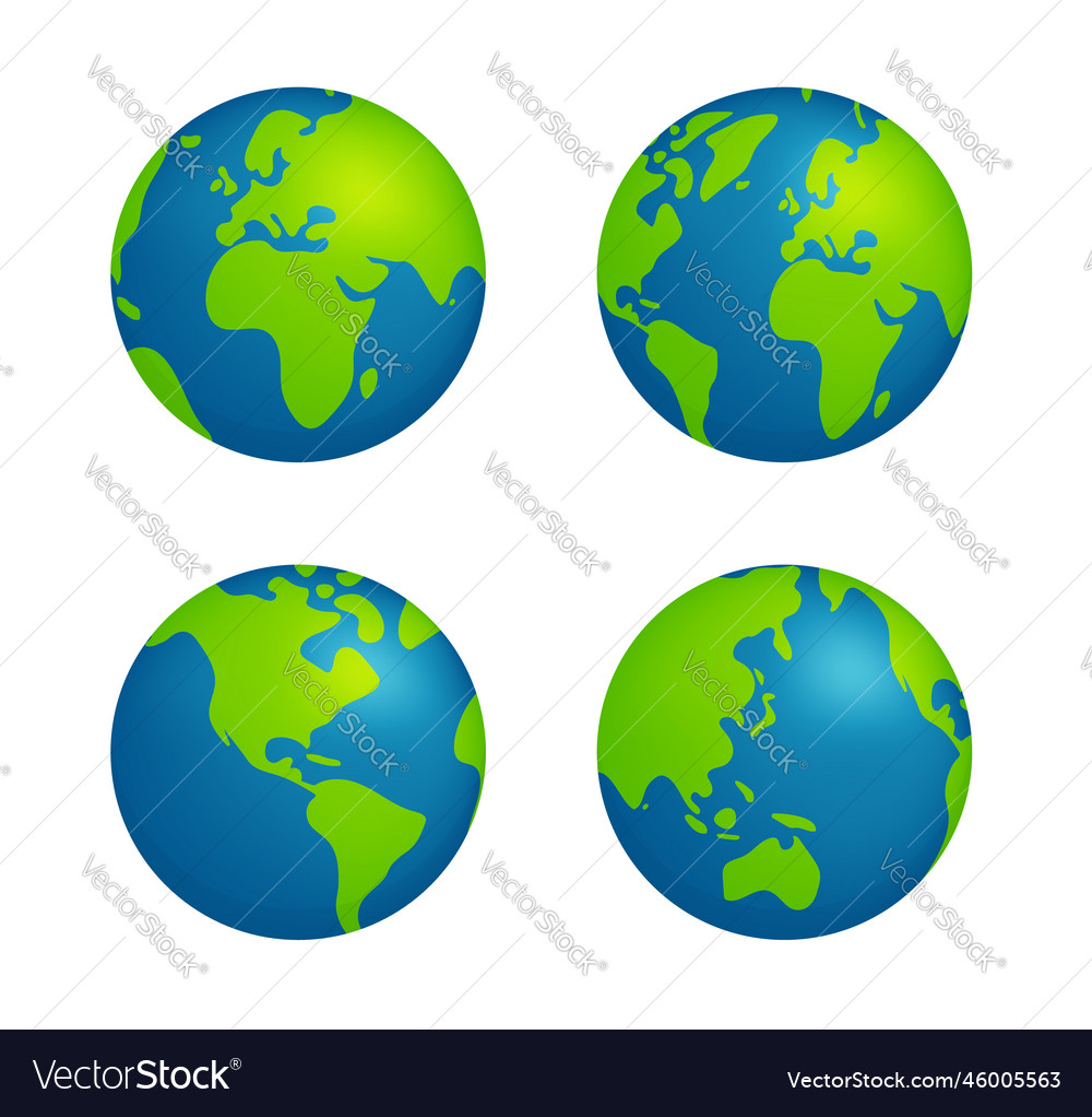 Simplified earth globe set Royalty Free Vector Image