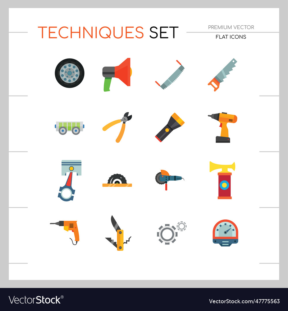Techniques icons set Royalty Free Vector Image