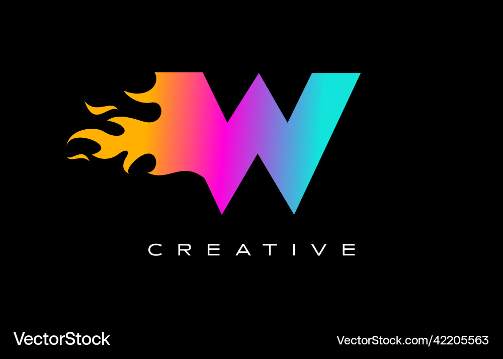W letter flame logo design fire logo lettering Vector Image