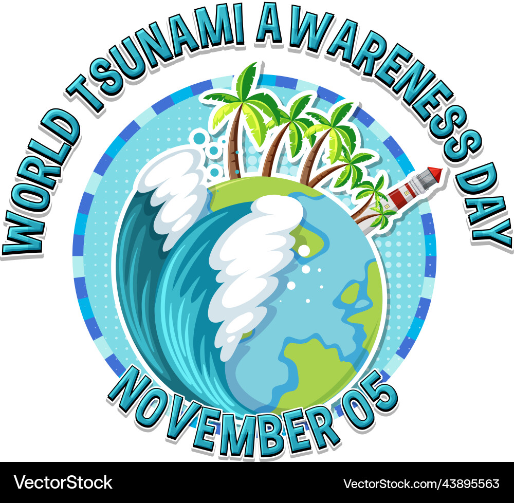 World tsunami awareness day logo design Royalty Free Vector