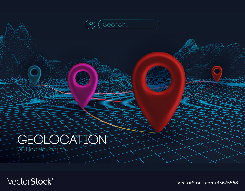 3d map navigation pointers Royalty Free Vector Image